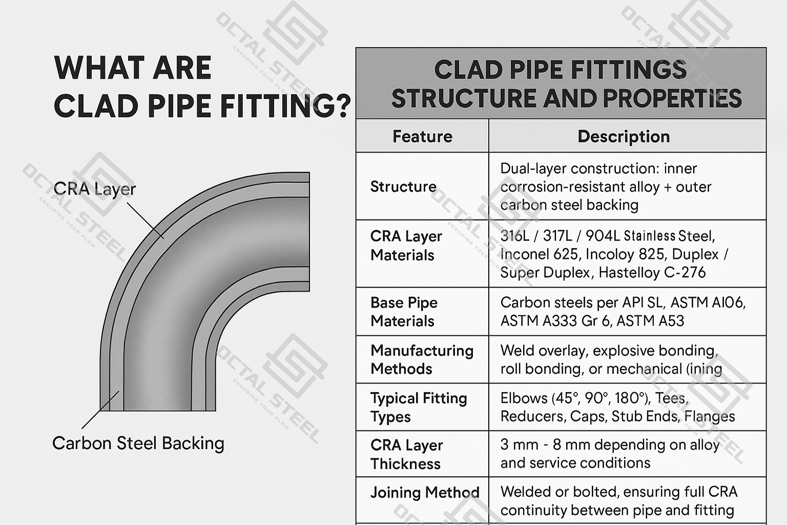 CRA Clad Pipe Fittings – Octal Steel